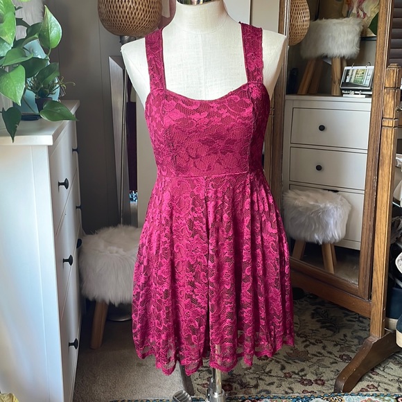 unbranded | Dresses | Magenta Lace Dress | Poshmark